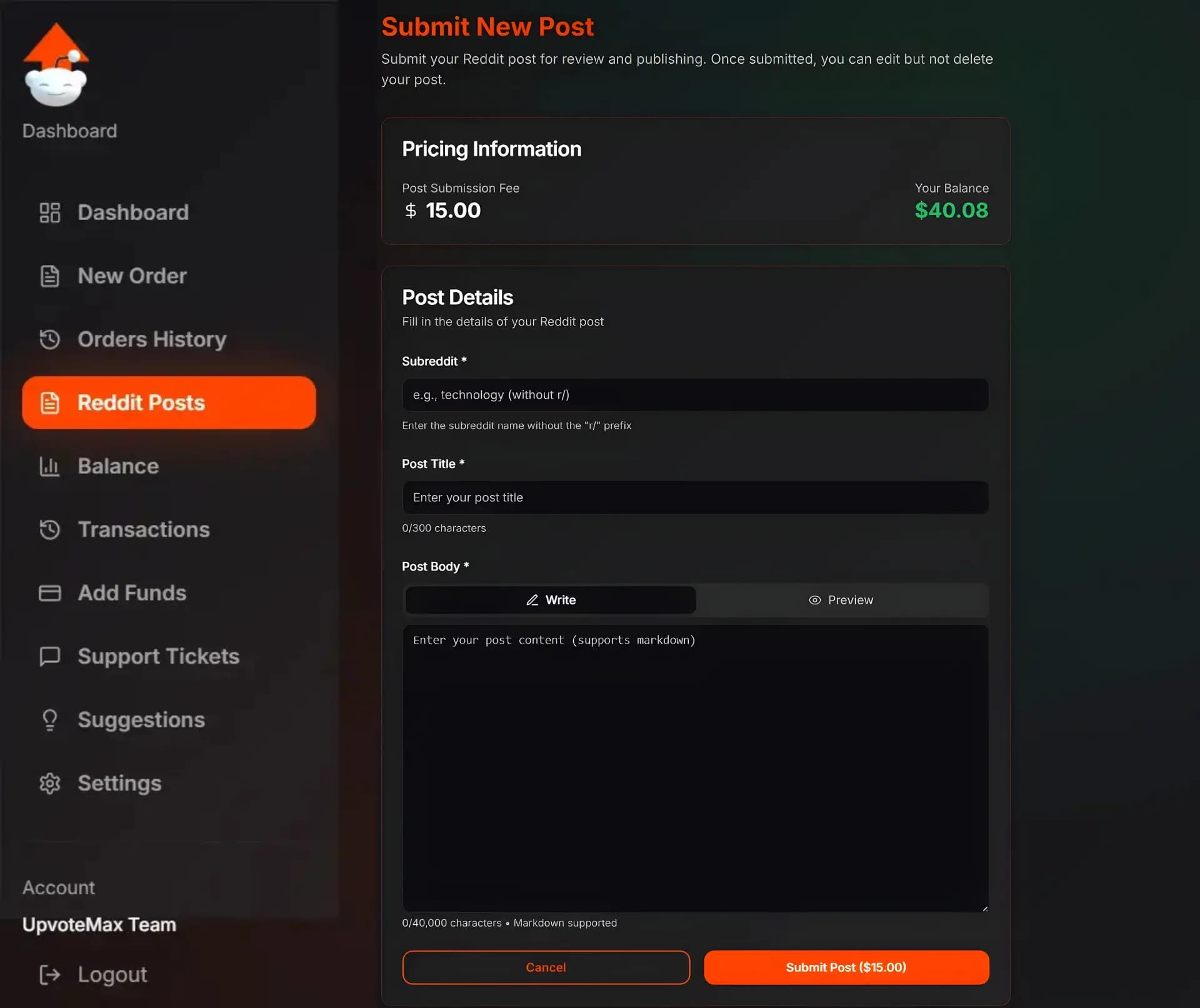 Reddit Posting Service from $15/Post | UpvoteMax | UpvoteMax